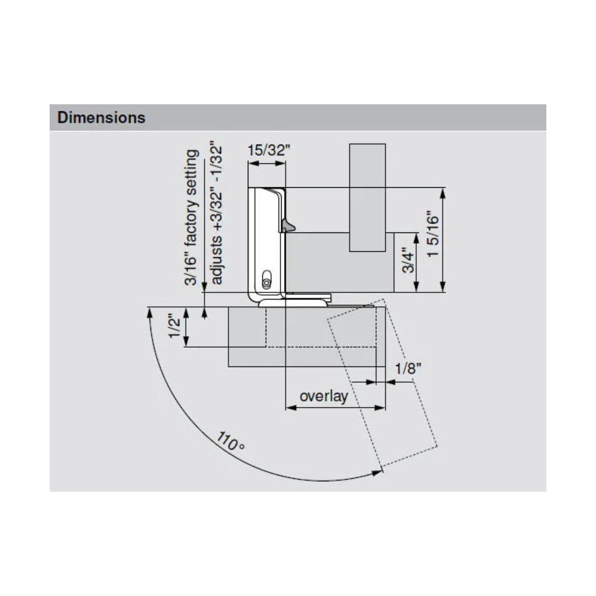 Blum 1-5/16 inch Overlay BLUMOTION 31C Compact 110 Degree Soft Close ...